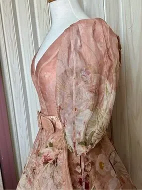 Zimmermann | Dresses | Zimmermann Dusty Pink Floral Puffsleeve Mini ...
